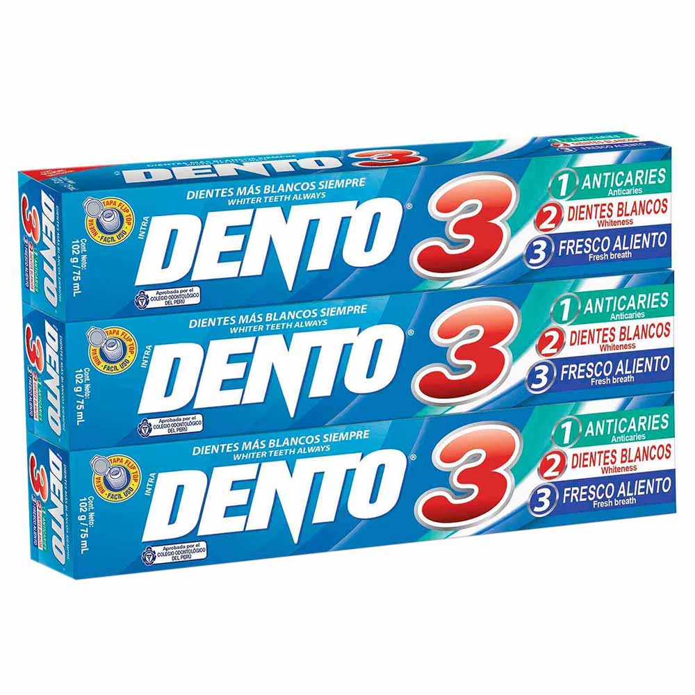 Pasta Dental Dento Triple Acción 75ml Paquete 3un