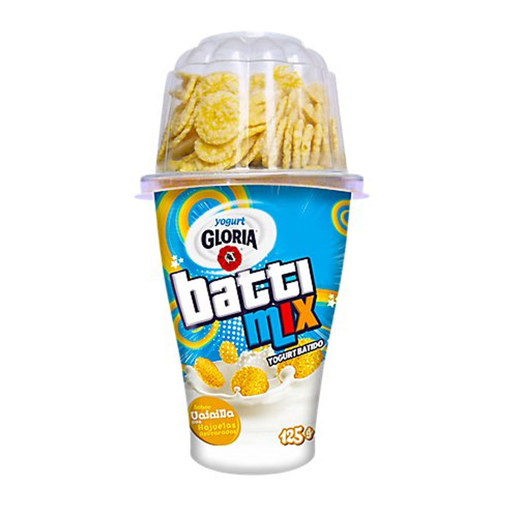 Yogurt GLORIA Batti Mix Vainilla con Hojuelas Azucaradas Vaso 125g